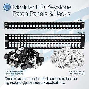 TRENDnet 24-Port Blank Keystone 1U Patch Panel, 1U 19" Metal Rackmount Housing, Recommended with TC-K25C6 & TC-K50C6 Cat6 Keystone Jacks (Sold Separately), Black, TC-KP24