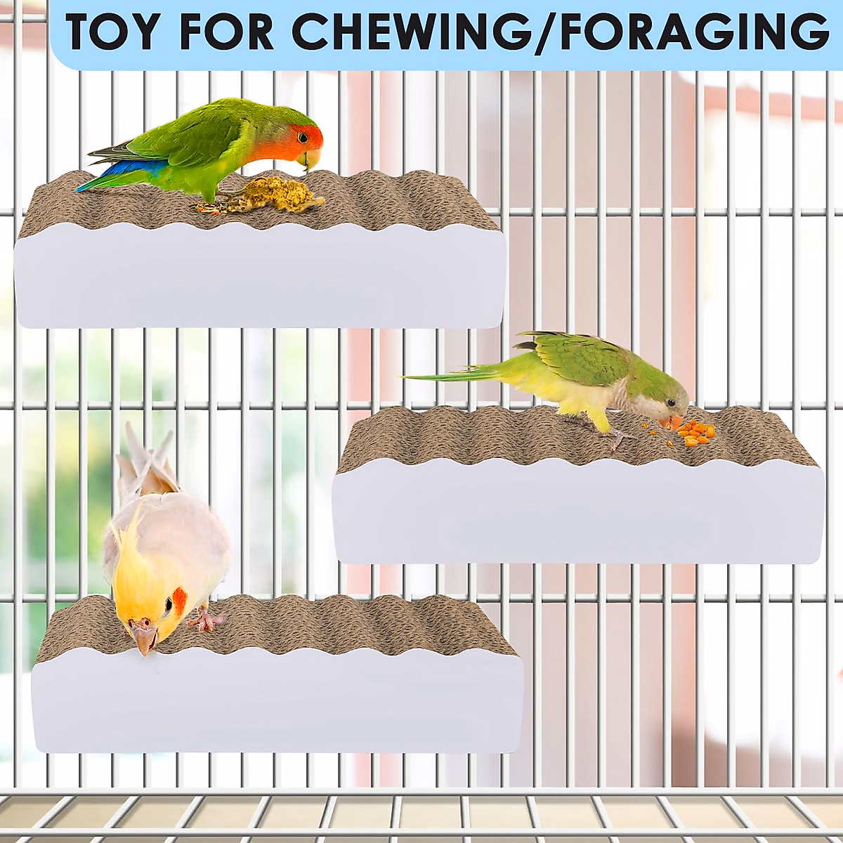 KATUMO Parrot Perch Parakeet Cage Stand Conure Platform Cockatiel Foraging Shredding Toys for Conure Cockatiel Lovebird Parrotlet Budgie Finches