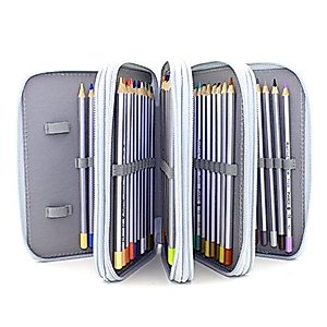BTSKY® Handy Wareable Oxford Pencil Wrap Case 72 Slots Pencil Bag for Watercolor Pencil(Grey)