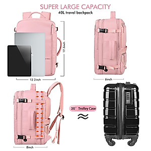 Beraliy Large Travel Backpack for Women, Personal Item Bag Airline Approved, Carry On Luggage, 17.3 inch Laptop Backpack, Waterproof Backpack,Hiking Backpack, Pink