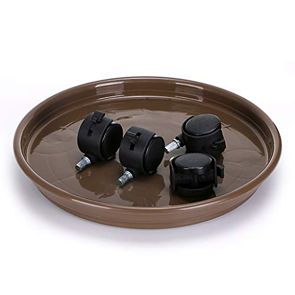 Skelang 4-Pack Plant Caddy 11.8 Inches, Plant Pallet with Brake Wheels, Plant Stand Roller for Indoor and Outdoor Heavy Duty Planter, Load Capacity 125 Lbs (Coffee)