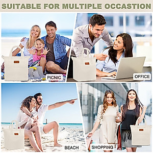 KUBYA Lunch Box for Women, Lunch Bag for Women Men Adult Simple Reusable Lunchbox Insulated Lunchbag Large Capacity Lunch Boxes Cute Cooler, with Food Storage Bags for Work, Office or Picnic (Beige)