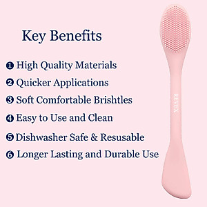 REVEX Silicone Face Mask Applicator,Face Scrubber,2Pcs Mask Applicator Tool for Facial Mud,Facial Cleansing Brushes with Bristles for Makeup Skincare Removal.(Pink+Gray)