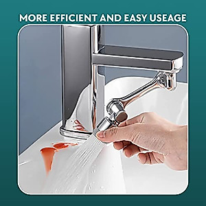 DREAM BRIGHT 1080 Swivel Faucet Aerator for Kitchen - Rotatable Faucet Extender - Large Angle Rotating Splash Filter Faucet - Adjustable Kitchen Faucet Extender with Adjustable 2 Water Outlet Modes