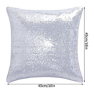 Miayon Silver Sequin Pillow Covers Square Glitter Pillow Cases Decorative Sparkling Throw Pillow Cover Cushion Case for Bed Sofa Bedroom Living Room Valentine's Day Wedding Home Decor (18"x18",4 Pack)