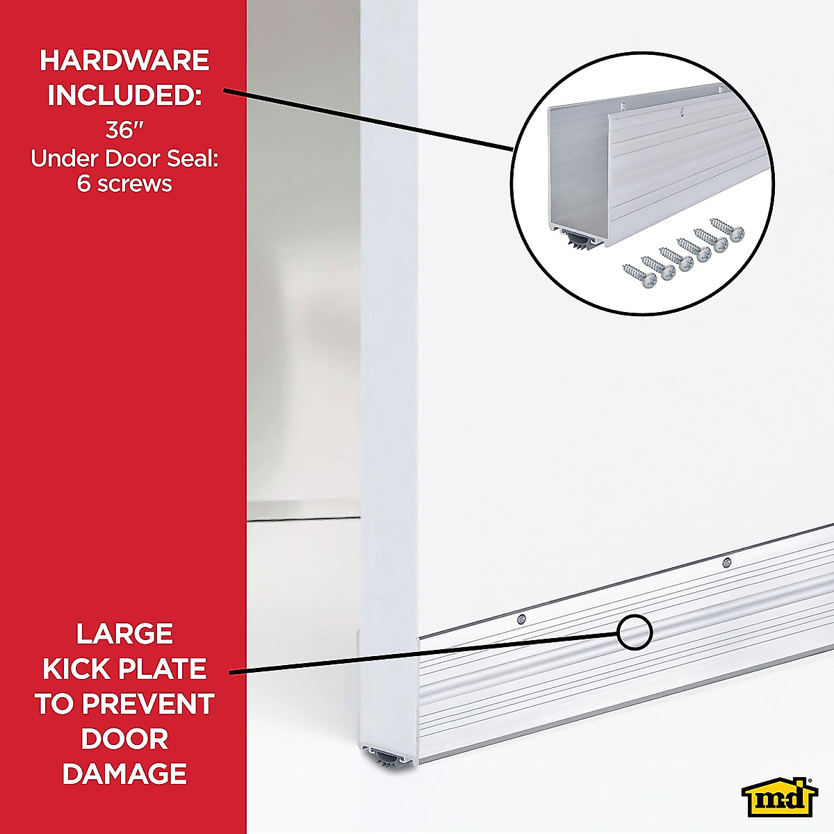 M-D Building Products 68593 1-3/4x36-Inch Aluminum Weatherstrip Door Bottom with Mill/Vinyl Finish