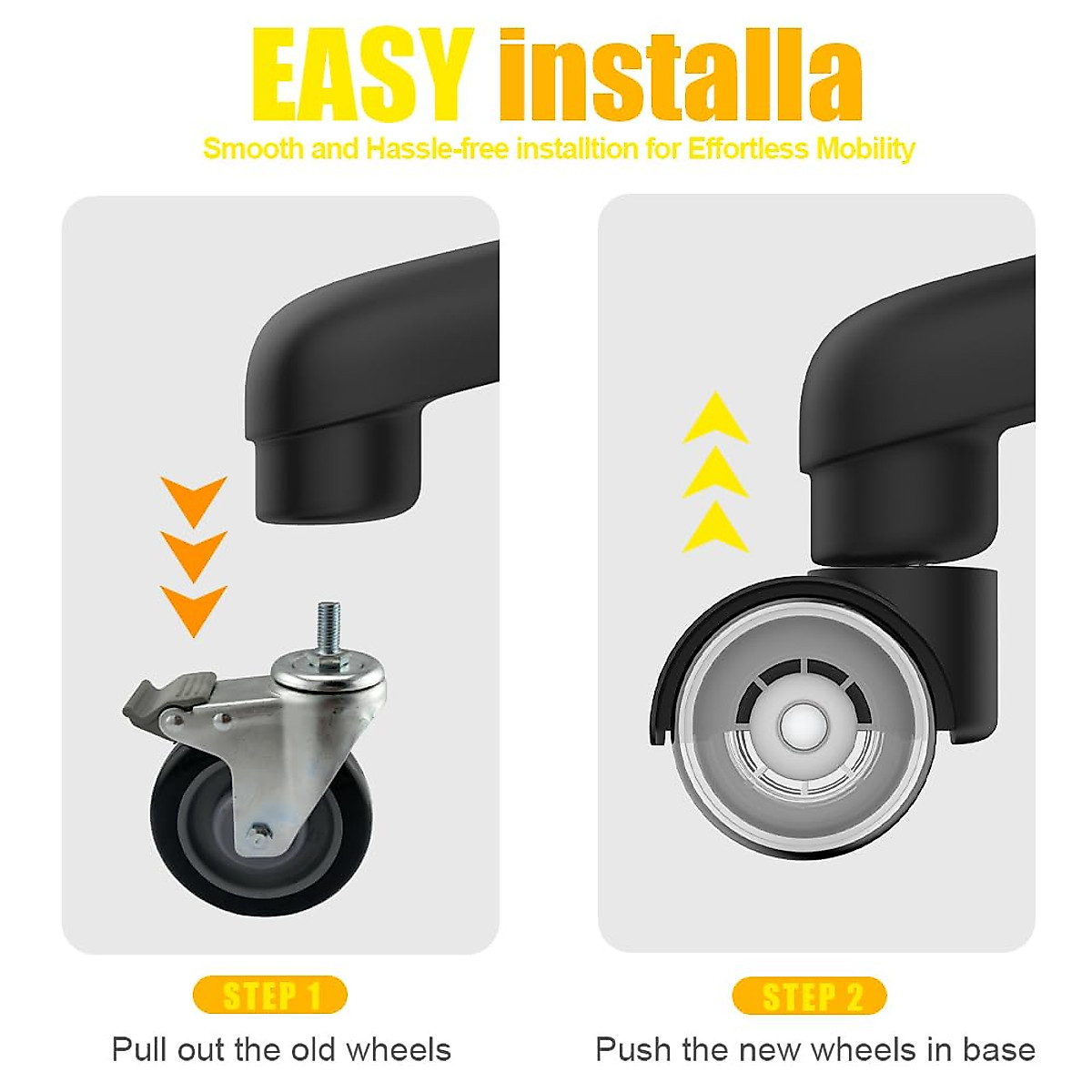 Office Chair Casters Wheels(Set of 5) - 2 inch Heavy Duty Mute Desk Chair Wheels Replacement 2200Lbs- Office Chair Wheels for Hardwood Floors- Universal Fit Wheels for Office Chair