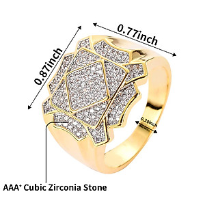 LKV 14K Hiphop Ring Gold Plated Iced Out Diamond CZ Eternity Wedding Engagement Band Ring for Men Women (GOLD, 11)