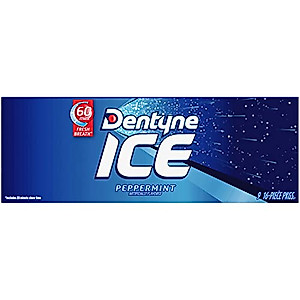Dentyne Ice Peppermint Sugar Free Gum, 9 Packs of 16 Pieces (144 Total Pieces)