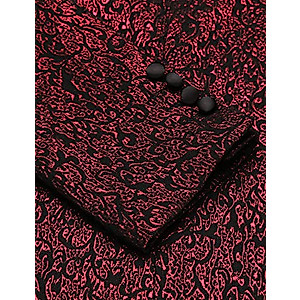 COOFANDY Mens Floral Tuxedo Jacket Embroidered Blazer Shawl Lapel Dress Suit Slim Fit for Christmas Prom Wedding Homecoming Party