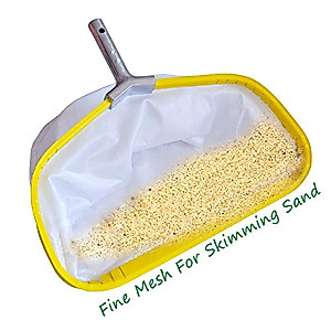 PetZon Professional Pool Net, Heavy Duty Skimmer Rake with Aluminum Frame, Fine Mesh Deep Bag Scoop for Cleaning Swimming Pool Leaf Pollen Silt, Pool Rake 19.5 inch