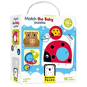 Banana Panda Match The Baby Toddler Puzzles and Matching Activity - Set includes 12 Large 2-Piece Beginner Puzzles with Round Elements to Mix and Match - for kids ages 18 months and up