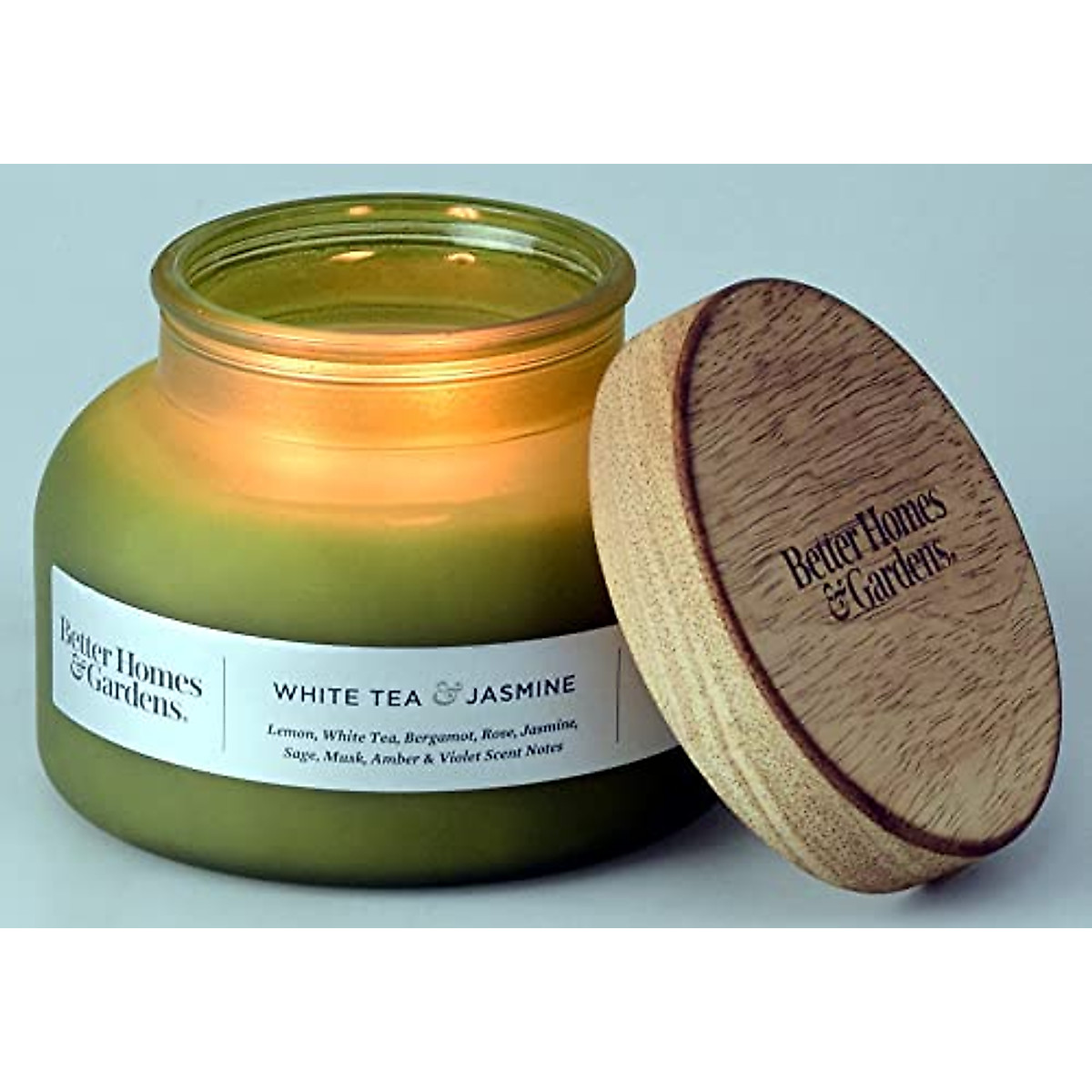 BetterHomes&Gardens 18oz Scented Candle, White Tea and Jasmine 2-Pack, 18oz (501g) x 2 [excluding glass jar weight] (44225)