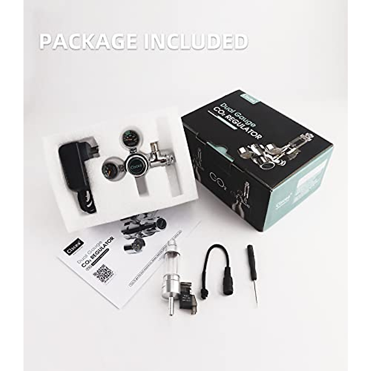 Clscea Aquarium CO2 Regulator Dual Gauge with Bubble Counter and Solenoid Valve, Single Stage