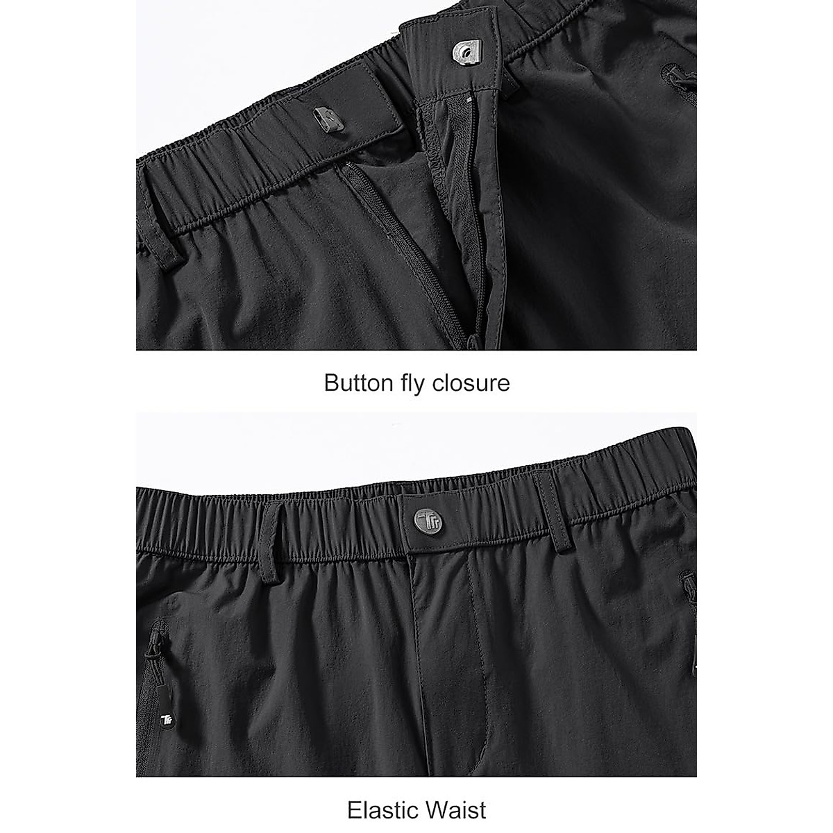 Gopune Women's Hiking Pants Lightweight Quick Dry Water Resistant Elastic Waist Workout Travel Athletic Joggers (Black,S)