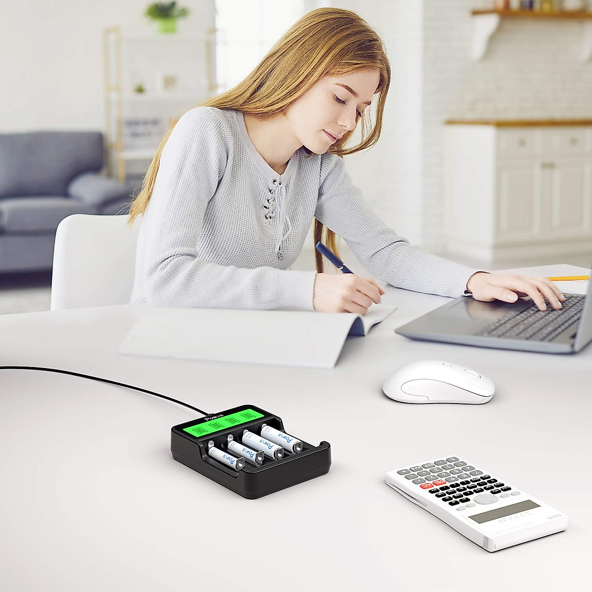 POWXS Universal Lithium 18650 Battery Charger for 3.7V Li-ion 18650 26650 18490 17670 17500 22650 21700 20700 18350 16340 RCR123A 14500, AA AAA & C Ni-MH Ni-CD Rechargeable Batteries