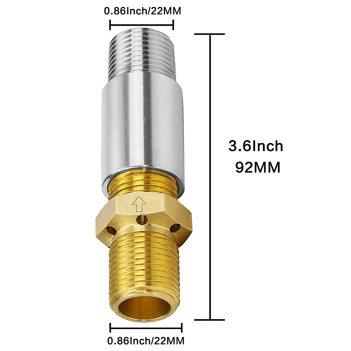 MCAMPAS 1/2" Air Mixer Nozzle Valve for Natural Gas Propane Gas LPG Fire Pit Burner. 100% Brass Air Mixer Nozzle with 304 Stainless Steel 1/2" Female NPT to 1/2" Male NPT (150.000 BTU)