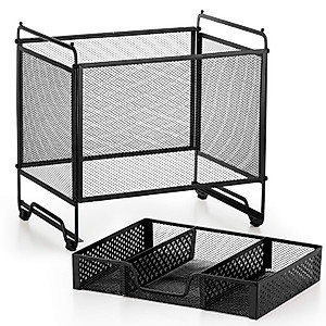 Bextsware Auledio Mesh Basket Files Box with Sliding Drawer for Hanging Files, Desk File Folder Metal Organizer Storage for Office, School, Countertop, Desktop