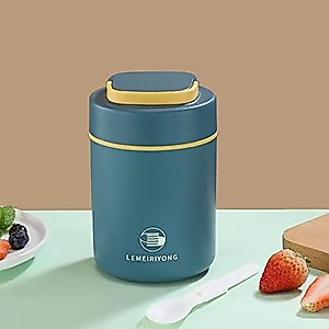 VEMJO 17 Oz Thermos for Hot Food Soup Thermos Insulated Food Jars Vacuum-Insulated Food Jar Stainless Steel Hot Food lunch Container with Folding Spoon Leak Proof (Blue)