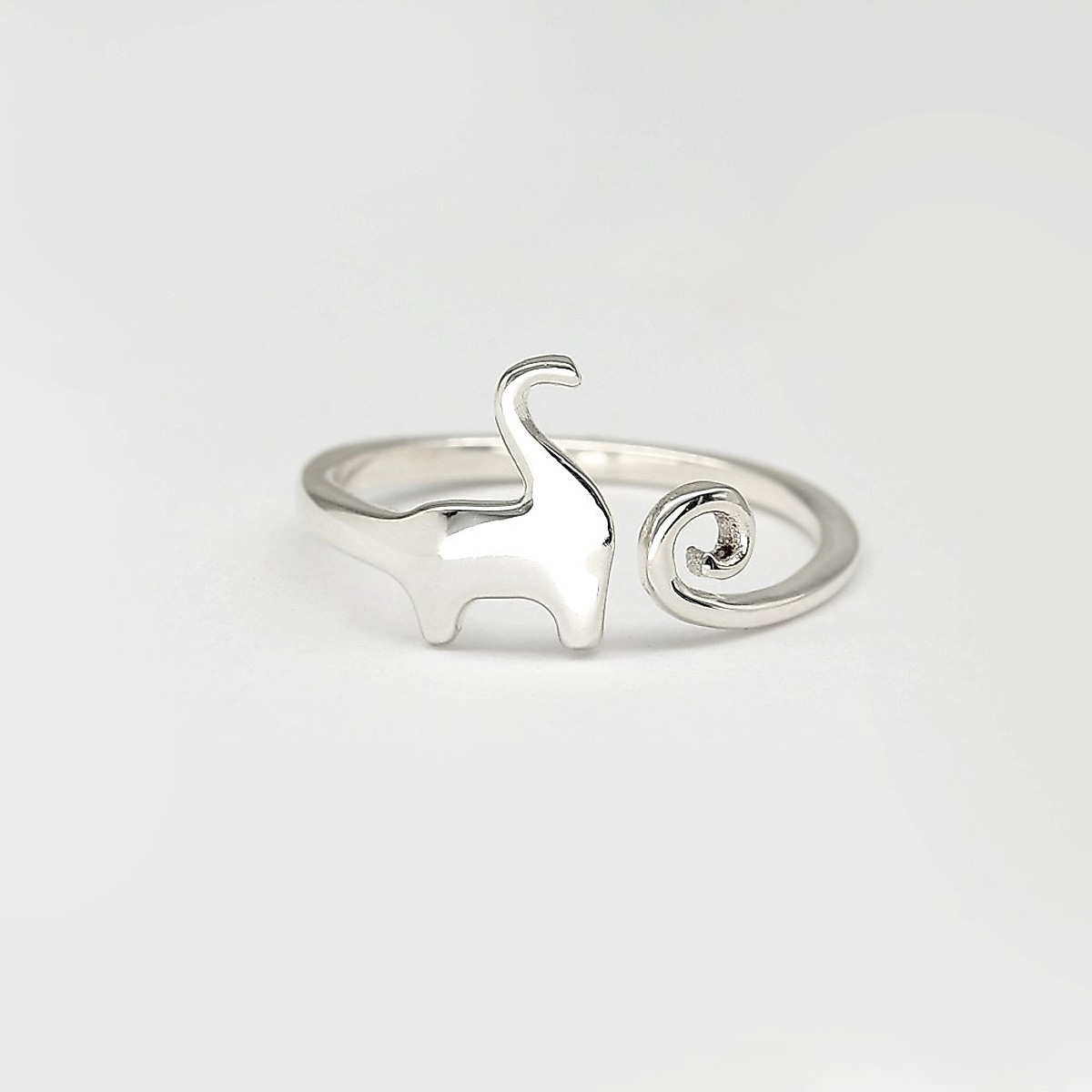 HANFLY Dinosaur Ring Sterling Silver Designer jewellery Adjustable ring Size(US6) (White)