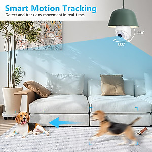 Light Bulb Security Camera, 2K 360° Pan Tilt WiFi Security Camera Indoor Wireless Outdoor Color Night Vision 24/7 Motion Tracking Detect Pet Dog Cam 2-way Talk SD/Cloud Storage Home Security Outside