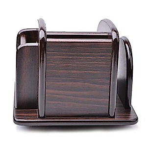 YCOCO Wooden Remote Control Holder,TV Remote Holder for Table,360°Rotatable Office Supplies Storage Organizer,6 Compartments Pencil Holder for Desk,Brown