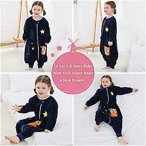 MICHLEY Baby Sleeping Bag Sack Long Sleeve with Feet Winter Swaddle Wearable Blanket for Boys Girls,Owl,1-3Years