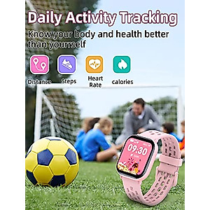 Kids Smart Watch for Boys Girls,IP68 Waterproof Kids Fitness Activity Tracker Watch,Heart Rate Sleep Monitor,8 Sport Modes, Pedometers, Calories Counter, Alarm Clock, Kids Gifts for Teens 6+ (Black)