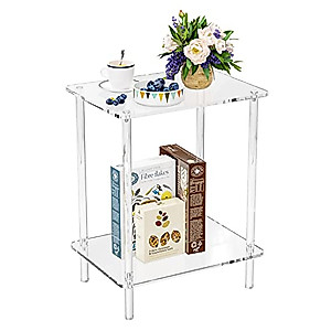 KSacry Small Acrylic Side Table for Small Spaces, 3 Tier Clear Side Table,Small Nightstand/Bedside Table/End Table for Living Room, Bedroom, Bathroom,15.75" L x 11.81" W x 20" H