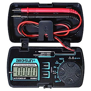 ALLOSUN Digital Multimeter Pocket Size DC AC Voltage Current Tester NCV Ohm Capacitance Frequency Diode and Continuity Test Auto Range (EM3085A (Upgraded))
