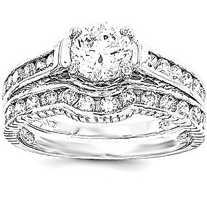 IceCarats 925 Sterling Silver Cubic Zirconia CZ Wedding Band Engagement Ring Bridal Jewelry Set Size 7