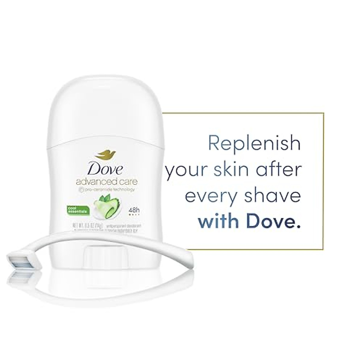 Dove Advanced Care Antiperspirant Deodorant Stick Cool Essentials 36 Ct for helping your skinbarrier repair after shaving 72h odor control and all-day sweatprotection with ProCeramide Technology 0.5oz