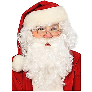 Costume Adventure Deluxe Santa Beard and Wig Set Santa Claus Beard and Wig Santa Clause Beard Set Deluxe Santa Clause Beard and Wig Set - One Size