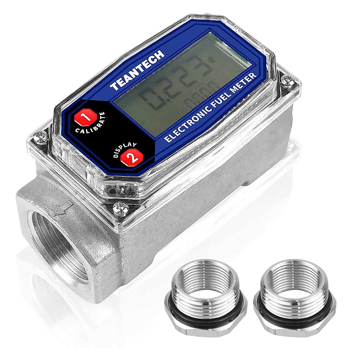 Turbine Flow Meter 3/4" inch Digital LCD Display with NPT Counter Oil Flowmeter Kerosene Diesel Fuel Flow for Measure Diesel Kerosene Gasoline