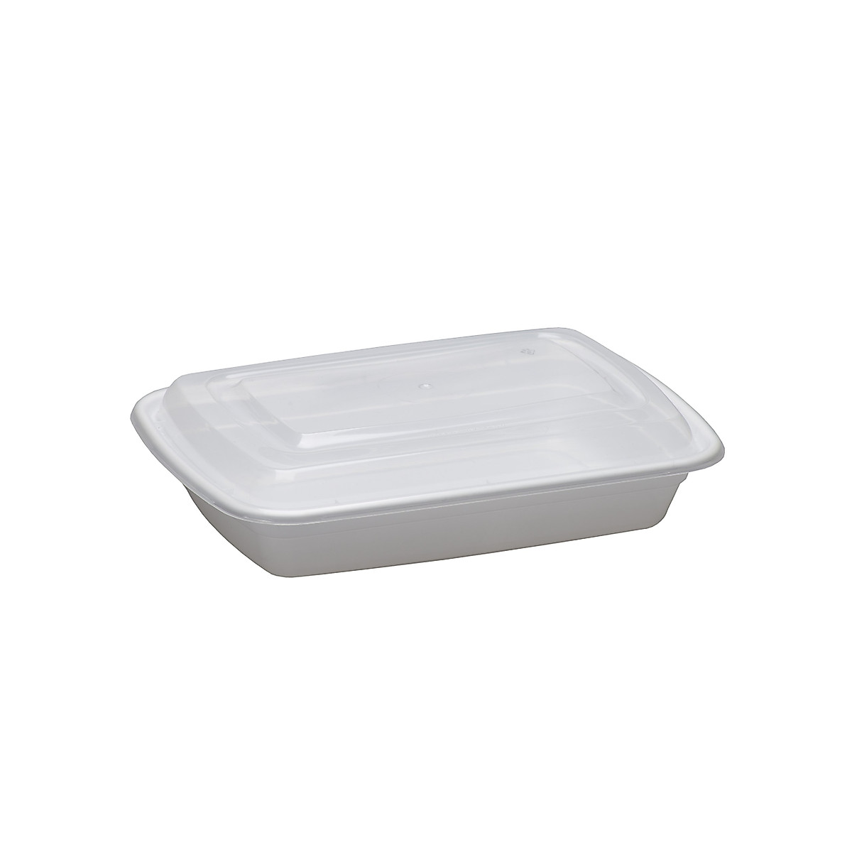 SafePro 28 oz. White Rectangular Microwavable Container with Clear Lid, Bento Lunch Box, Plastic Take-Out Food Containers (Case of 50)