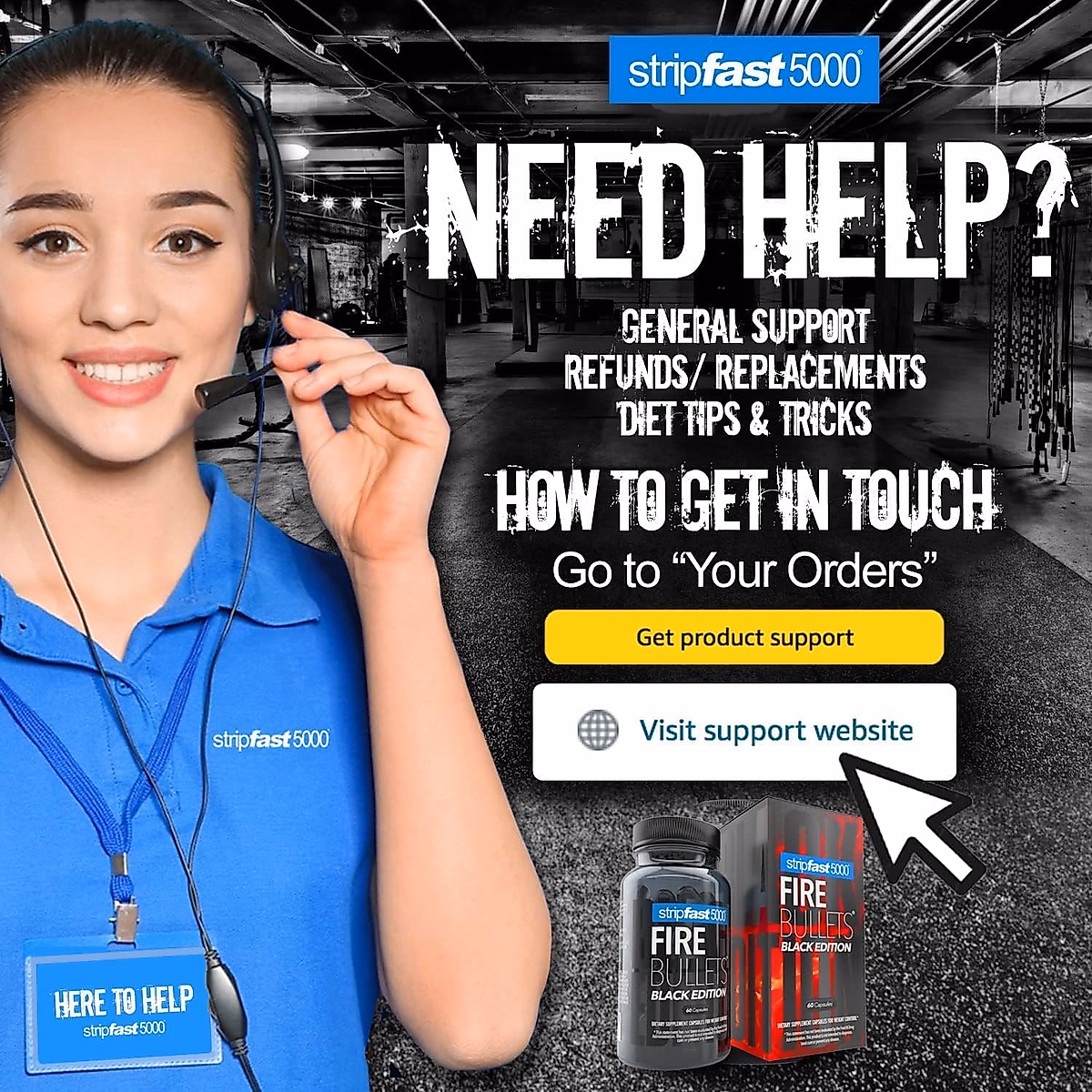 stripfast5000 Fire Bullets Max Strength Black Edition for Women and Men, 60 Count (Pack of 1)