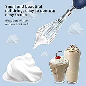 Aifeel Immersion Hand Blender.300W Handheld Stick Blender Set with 500ML Food Processor, Ice Crusher.600ML Measuring Cup, SUS blending attachment and Wire Whisk - Blue