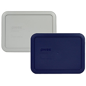 Pyrex 7210-PC 3-Cup (1) Grey & (1) Blue Food Storage Plastic Lids