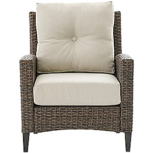 Crosley Furniture CO7160-LB Rockport Outdoor Wicker High Back Arm Chair, Light Brown