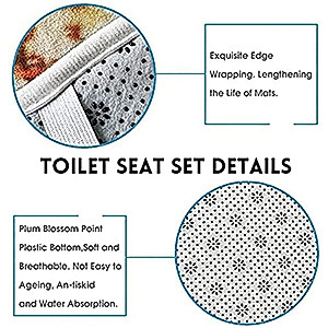 Byitre 4PCS Water Rose Shower Curtain Set with Non-Slip Rugs, Toilet Lid Cover & Bath Mat, Shower Curtain with 12 Hooks, Bathroom Sets with Shower Curtain & Rugs & Accessories, Red, 71'' x 71''