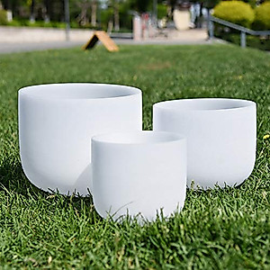 RYAN DVAN 6-10 Inch Set of 3 Frosted Quartz Crystal Singing Bowl Chakra Set with Free Carrying Case