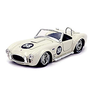Jada Toys Bigtime Muscle 1:24 1965 Shelby Cobra 427 S/C Die-cast Car White, Toys for Kids and Adults