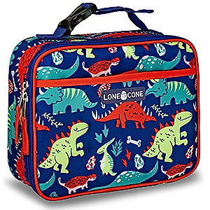 Lone Cone Kids' Insulated Lunch Box - Fun Patterns for Boys and Girls, Snack-O-Saurus, Standard