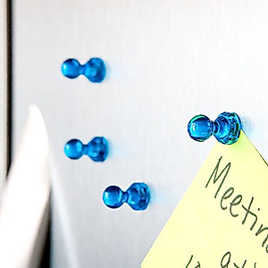 24 Blue Push Pin Magnets - Perfect Magnet Set for Maps, Whiteboards, Calendars and Refrigerators