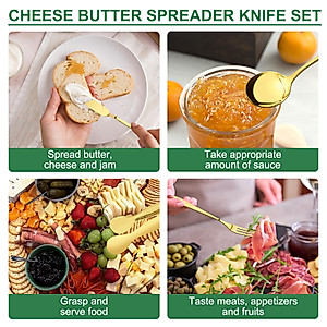 38 Pcs Charcuterie Boards Accessories, Gold Stainless Steel Charcuterie Utensils Set, Including Cheese Butter Spreader, Mini Serving Tongs, Knives, Spoons, Forks, Honey Dippers and Toothpick Flags