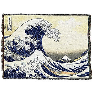 Pure Country Weavers Great Wave of Kanagawa Blanket by Katsushika Hokusai - Fine Art Gift Tapestry Throw Woven from Cotton - Made in The USA (72x54)