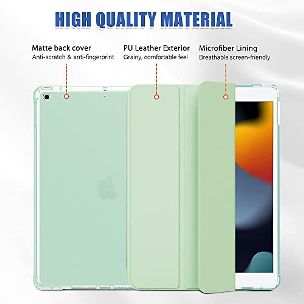 Tablet Case for iPad 9/8/7 Generation, Resistant Rugged Cover with Pen Holder, Cover for iPad 10.2 2021/2020/2019