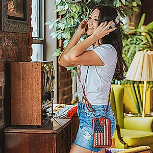 Montana West American Flag Cell Phone Purse Wallet with Detachable Strap Crossbody Cellphone Pouch US04-183RD