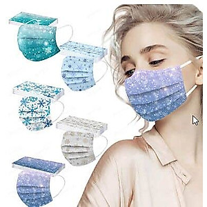 50PC Christmas Disposable Face Mask for Adults,3-Ply Disposable masks with Winter Themed Designs Breathable for Adults (Xmas-4)