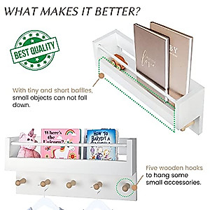 COMAX Small Book Shelf Organizer for Kids, Floating Bookshelf for Toddler Baby Room Bedroom, Set of 3 Wall Bookshelf Nursery Book Shelves Holder, Hanging Book Shelf for Wall Mounted Decor, White